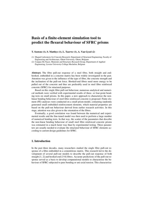Pdf Basis Of A Finite Element Simulation Tool To Predict The Flexural