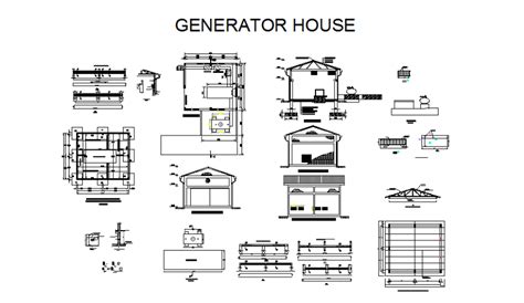 Generator House Elevation Section Foundation Plan And Constructive