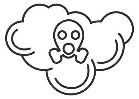 독 구름 라인 아이콘 대기 오염 연기 흰색 배경에 고립 프리미엄 벡터