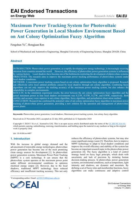 Pdf Maximum Power Tracking System For Photovoltaic Power Generation In Local Shadow