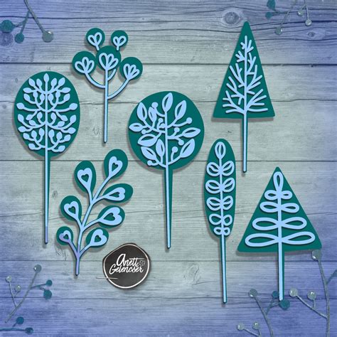 Layering Trees Cut File 175 SVG PNG PDF Dxf Silhouette Etsy