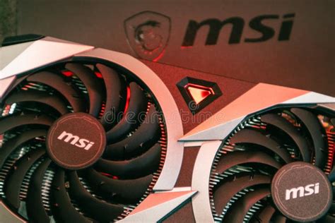 Msi Mech Graphics Video Card In Red Light Close Up Editorial Photo Image Of Unit System