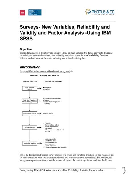 Surveys New Vars Reliability Validity And Factor Analysis Using Ibm