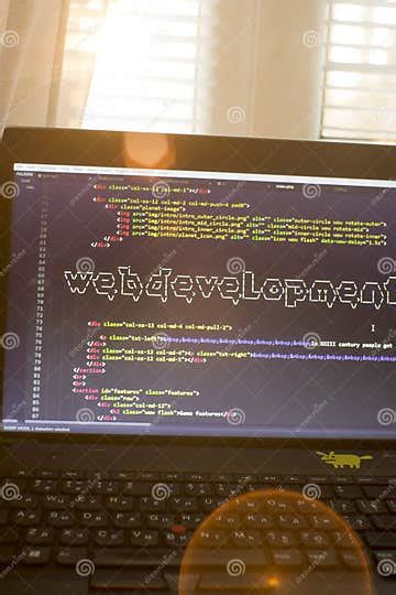 Web Development Phrase Ascii Art Inside Real Html Code Stock Image