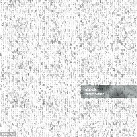 회색 톤의 소문자 알파벳 문자는 임의의 크기로 표시되어 시각적으로 다양한 텍스트 패턴을 만듭니다 알파벳에 대한 스톡 벡터 아트 및 기타 이미지 Istock