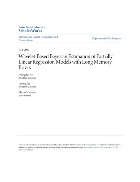 Pdf Wavelet Based Bayesian Estimation Of Partially Linear Regression