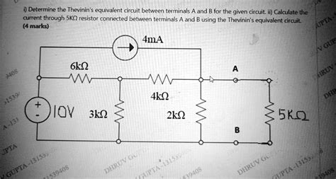 I Determine The Thevenins Equivalent Circuit Between Terminals A And B For The Given Circuit Ii