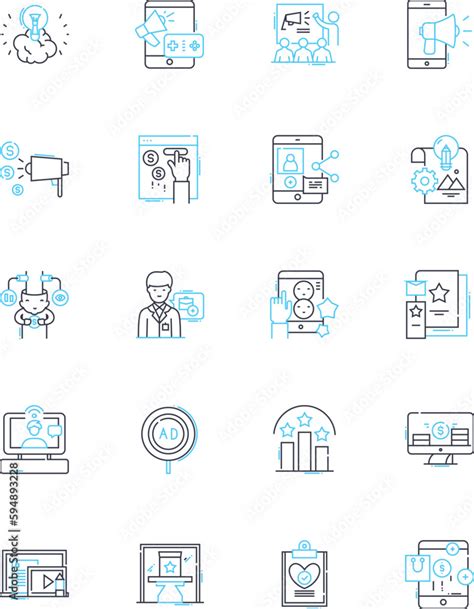 Data Analytics Linear Icons Set Insight Visualization Trends