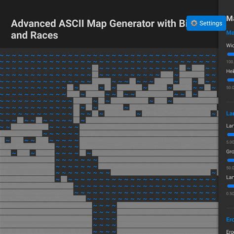 Advanced Ascii Map Generator With Biomes And Races