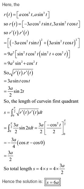 Solved Find The Length Of The Hypocycloid R T [acos 3 T