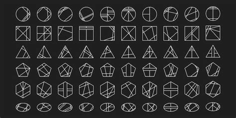 Premium Vector Set Of Abstract Minimalist Geometric Shapes With Intersecting Lines Circle