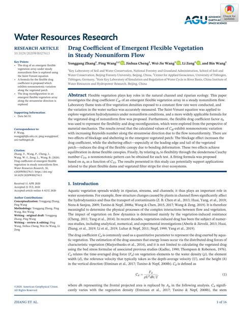 Pdf Drag Coefficient Of Emergent Flexible Vegetation In Steady