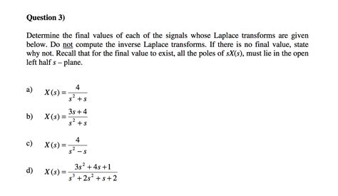 solved determine the final values of each of the signals
