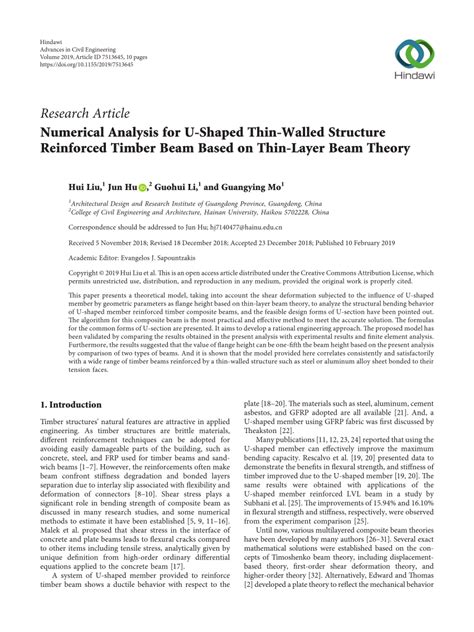 PDF Numerical Analysis For U Shaped Thin Walled Structure Reinforced Timber Beam Based On Thin