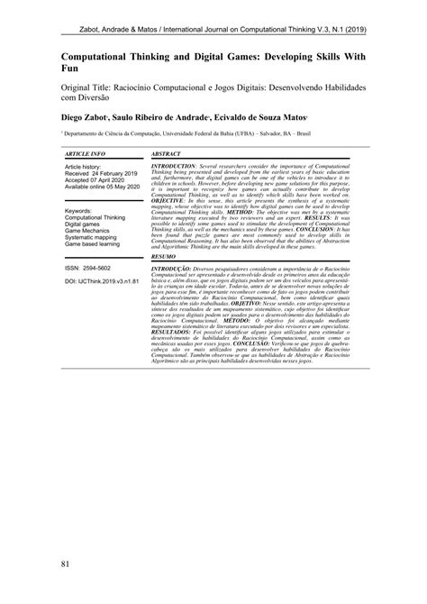 Pdf Computational Thinking And Digital Games Developing Skills With Fun Original Title