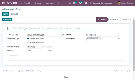 Approvals In Odoo Time Off Module Odoo V Enterprise
