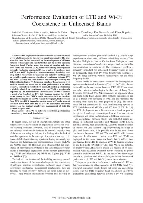 Pdf Performance Evaluation Of Lte And Wi Fi Coexistence In Unlicensed