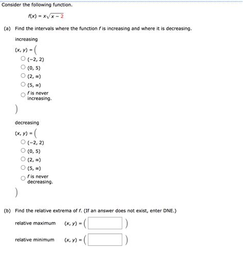 Solved Consider The Following Function F X Xx−2 A Find