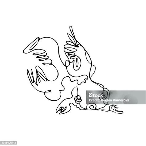 재미있는 만화 검은 윤곽 금붕어 는 흰색에 고립 된 하나의 물결 모양선의 손으로 그린 강에 대한 스톡 벡터 아트 및 기타 이미지 강 검은색 곡선 Istock