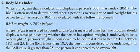 Solved 5 Body Mass Index Write A Program That Calculates