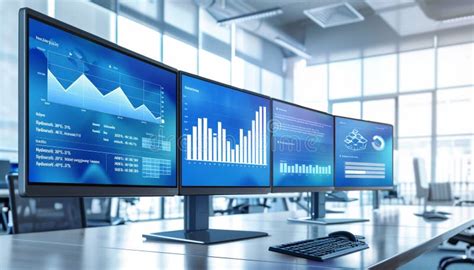 Digital Displays Showcasing Growth Metrics In A Sleek Workspace Stock