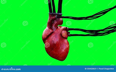 Infarct Heart Contraction Green Screen 3d Rendering Stock