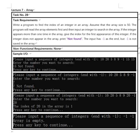 Solved Task Requirements Write A Program To Find The Index