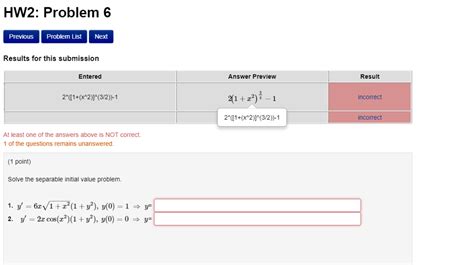 Solved HW2 Problem 6 Previous Problem List Next Results For Chegg Com
