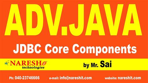 Jdbc Core Components Part 1 Advanced Java Training Tutorial Mr Sai Youtube