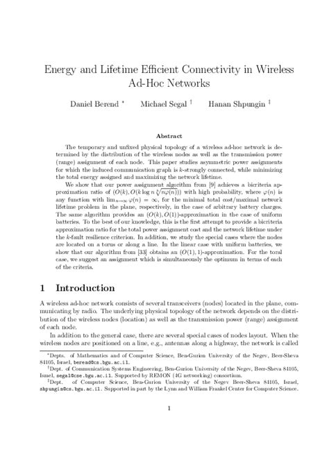 pdf energy and lifetime efficient connectivity in wireless ad hoc