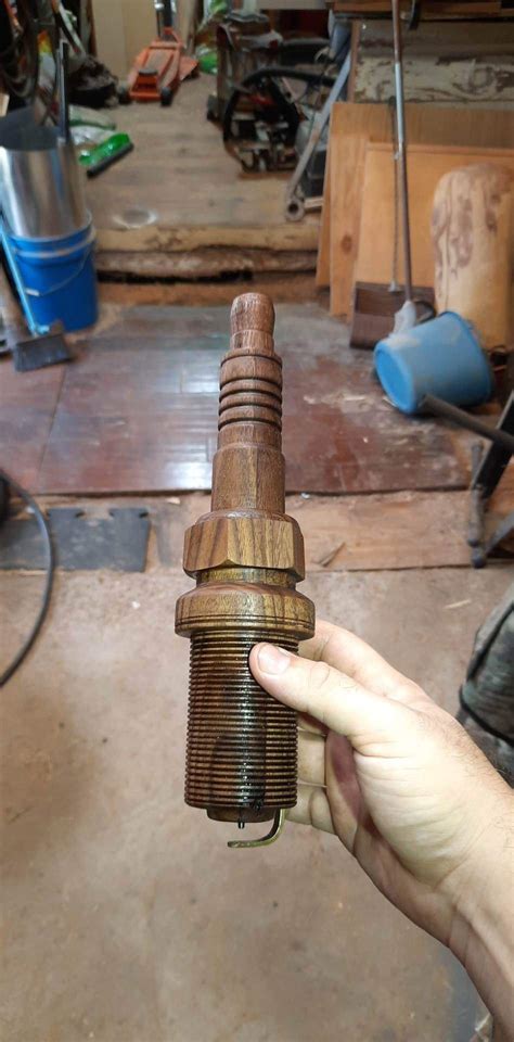 Make A Large Wooden Sparkplug For My Dad For Christmas Wrapped It Before Getting A Prettier