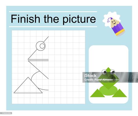 아이들을 위한 논리 게임 그림을 완성하십시오 개구리 색칠하기 페이지 0명에 대한 스톡 벡터 아트 및 기타 이미지 0명
