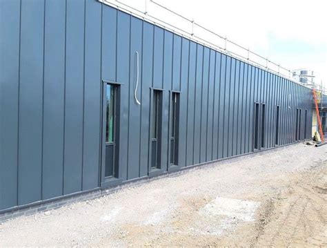 The Protective Film Is Now Being Taken Off Our Euroclad Vieo Standing Seam Cladding At Mtif