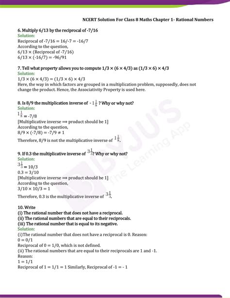 Ncert Solutions For Class 8 Maths Chapter 1 Rational Numbers