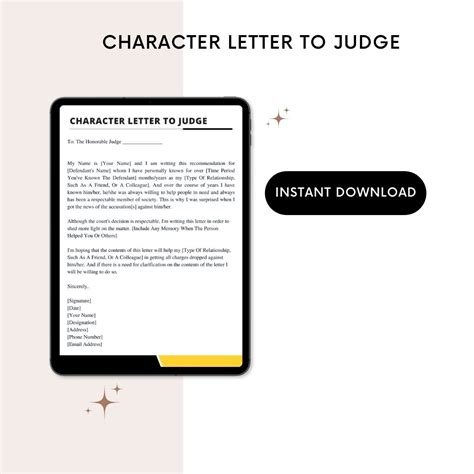 Character Letter To Judge Sample Template In Pdf And Word