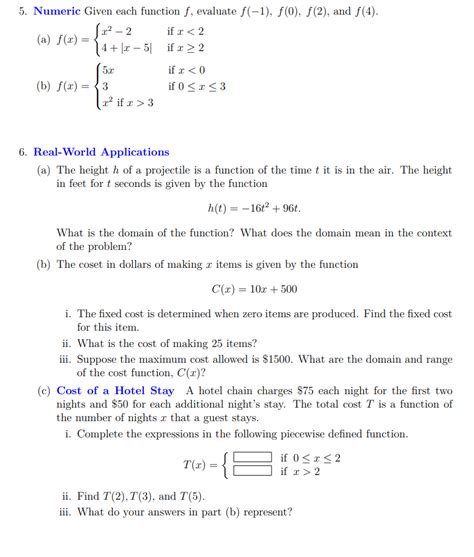 Solved 5 Numeric Given Each Function F Evaluate Chegg Com