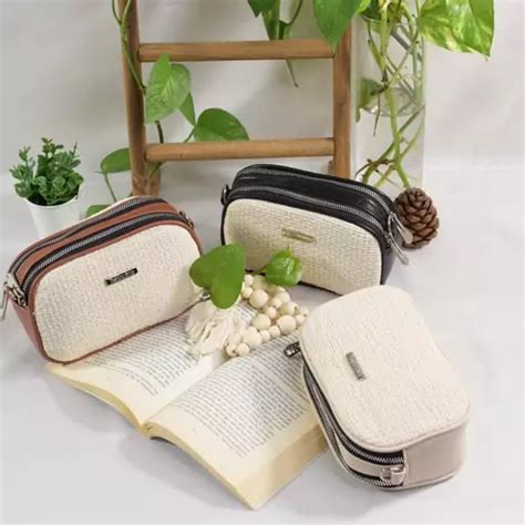 خرید و قیمت کیف زنانه دوشی کیف دخترانه ساده کیف ترکیب چرم و کنفی