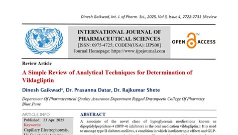 A Simple Review Of Analytical Techniques For Determination Of Vildagliptin