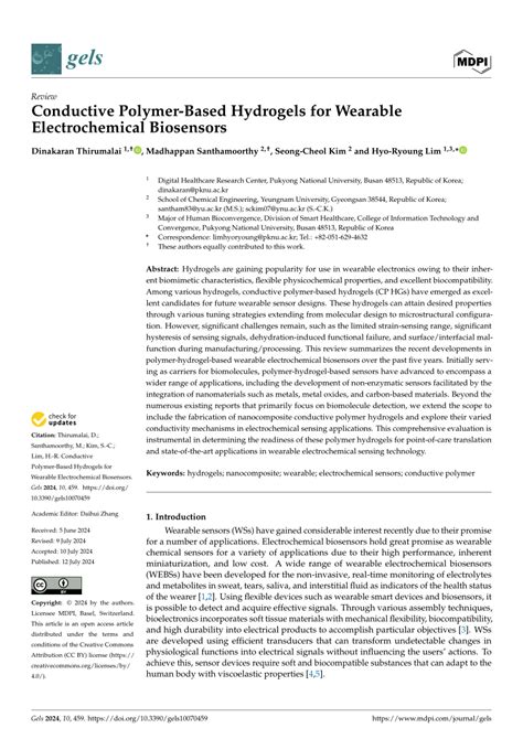 Pdf Conductive Polymer Based Hydrogels For Wearable Electrochemical