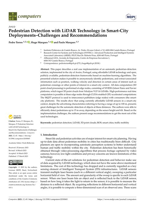 PDF Pedestrian Detection With LiDAR Technology In Smart City DeploymentsChallenges And