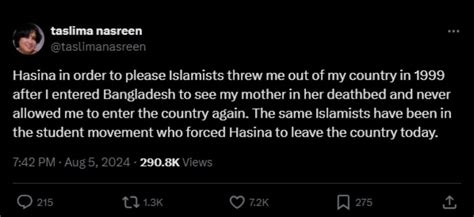 Bangladesh News Live What Exiled Author Taslima Nasreen Said After