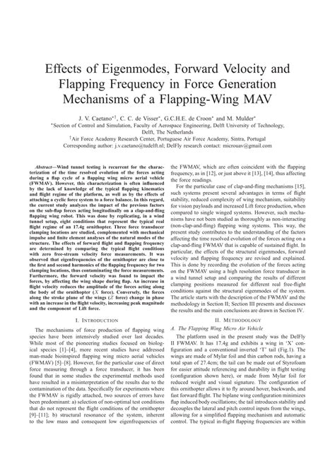 Pdf Effects Of Eigenmodes Forward Velocity And Flapping Frequency In