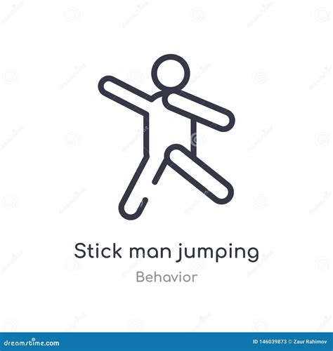Stick Man Jumping Outline Icon Isolated Line Vector Illustration From Behavior Collection Stock
