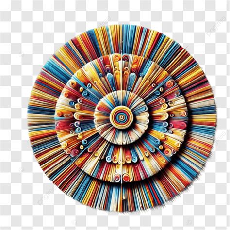 중심점을 향해 수렴하는 수많은 색상의 막대로 구성된 생동감 넘치는 원형 추상 예술 작품 원형 추상 작품 색깔의 막대 중심점 Png 일러스트 및 이미지 에 대한 무료