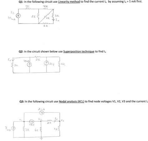 solved q1 ln the following circuit use linearity method to