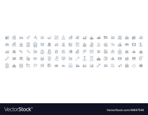 Building Line Icons Collection Architecture Vector Image