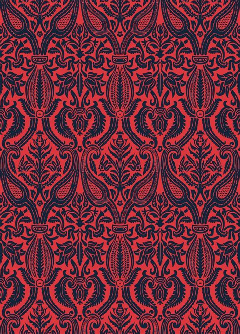 Download Traditional Red Damask Pattern Wallpaper
