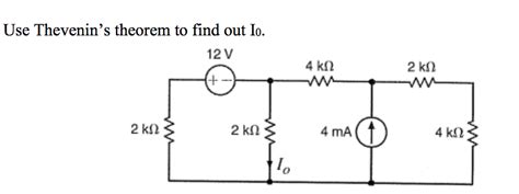 solved use thevenin s theorem to find out io