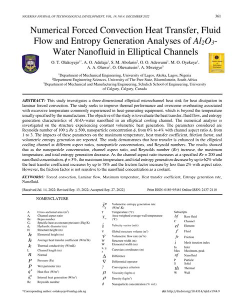 Pdf Numerical Forced Convection Heat Transfer Fluid Flow And Entropy