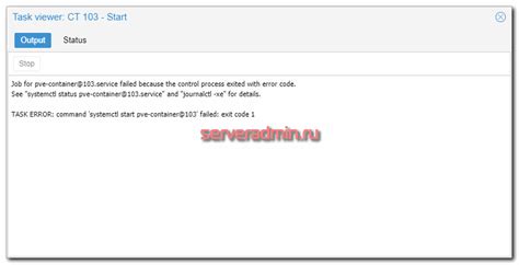 proxmox lxc task error command systemctl start pve container 103